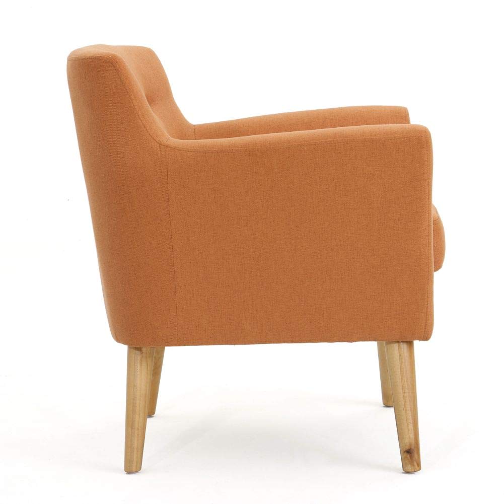 Christopher Knight Home Meena Mid-Century Modern Fabric Club Chair, Orange / Natural