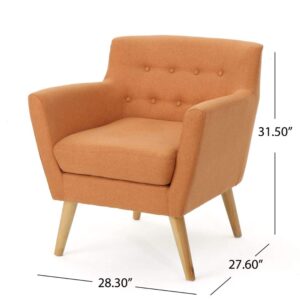 Christopher Knight Home Meena Mid-Century Modern Fabric Club Chair, Orange / Natural