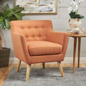 Christopher Knight Home Meena Mid-Century Modern Fabric Club Chair, Orange / Natural