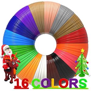 3d pen filament 320 feet, 16 colors, each color 20 feet, 250 stencils ebooks - 3d printing pen pla refills1.75mm, high-precision diameter and kids safe material, fit for scrib3d p1 and mynt3d