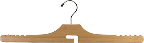 Wooden Jeans Hanger, Solid Wood Wrinkle Free Pant Hanger with Chrome Swivel Hook, Sold with Permission of SalDebus by The Great American Hanger Company (10, Natural)