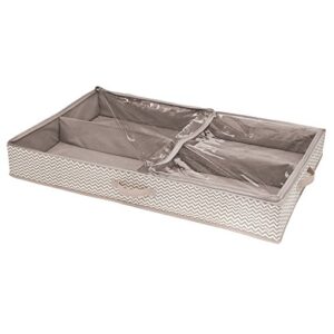 InterDesign Non-Woven Fabric Organizer – 4 Compartments, Taupe/Natural Axis Under Bed Boot Storage Box-Chevron