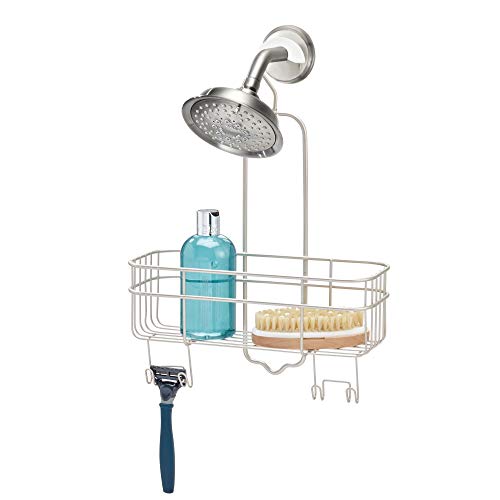 iDesign InterDesign Hanging Organizer with Swivel Hook and Storage Basket for Bathroom Matte Satin Euro Shower Caddy