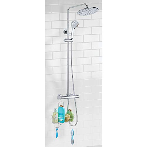 iDesign InterDesign Hanging Organizer with Swivel Hook and Storage Basket for Bathroom Matte Satin Euro Shower Caddy