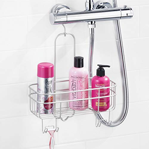 iDesign InterDesign Hanging Organizer with Swivel Hook and Storage Basket for Bathroom Matte Satin Euro Shower Caddy