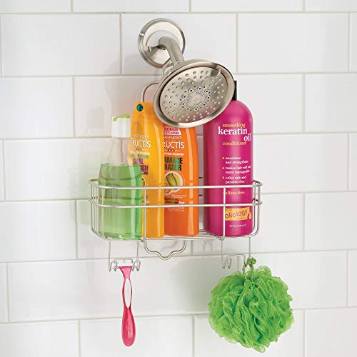 iDesign InterDesign Hanging Organizer with Swivel Hook and Storage Basket for Bathroom Matte Satin Euro Shower Caddy