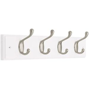 hook rail flat white w/ satin nickel finish