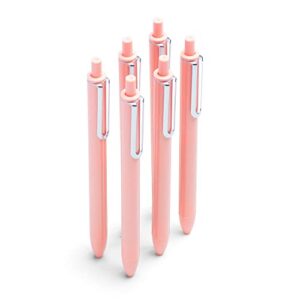 Poppin Retractable Gel Luxe Pens, Blush, Package Of 6, Black Ink