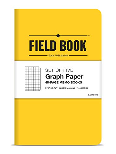 Field Notebook/Pocket Journal - 3.5"x5.5" - Yellow - Graph Memo Book - Pack of 5