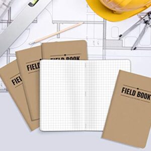 Field Notebook/Pocket Journal - 3.5"x5.5" - Kraft - Graph Memo Book - Pack of 5