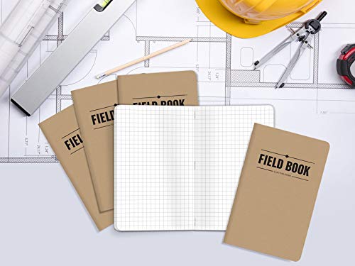 Field Notebook/Pocket Journal - 3.5"x5.5" - Kraft - Graph Memo Book - Pack of 5