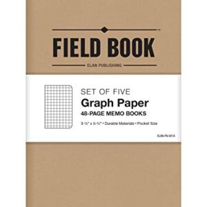 Field Notebook/Pocket Journal - 3.5"x5.5" - Kraft - Graph Memo Book - Pack of 5