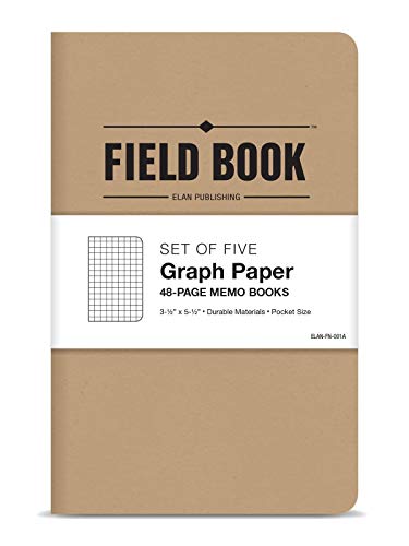 Field Notebook/Pocket Journal - 3.5"x5.5" - Kraft - Graph Memo Book - Pack of 5