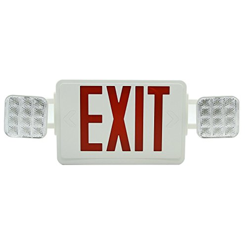 Ainfox 6 Pack LED Exit Sign Emergency Wall Light, UL Listed- LED Combo Emergency EXIT Sign with 2 Head Lights and Back -up Letter Cover (red/6pack)