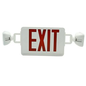 Ainfox 6 Pack LED Exit Sign Emergency Wall Light, UL Listed- LED Combo Emergency EXIT Sign with 2 Head Lights and Back -up Letter Cover (red/6pack)