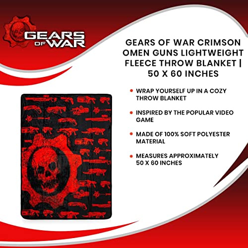 Gears of War Crimson Omen Guns Lightweight Fleece Throw Blanket | Super Soft Plush Blanket, Cozy Bedding Cover for Sofa and Couch, Room Essentials | Video Game Gifts and Collectibles | 50 x 60 Inches