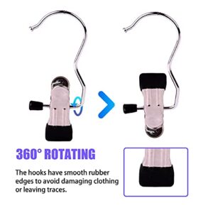 Laundry Hanging Hooks with Clips Boot Hanger Heavy Duty Clothes Pins, Portable Metal Drying Clip for Bras, Socks, Towels, Underwear (12PCS)