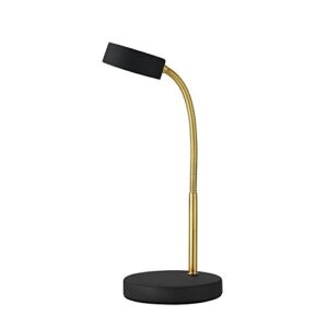 globe electric desk lamp, gold gooseneck, matte black finish, 5w energy star integrated led, 250 lumens 30061, 15.45", black & gold