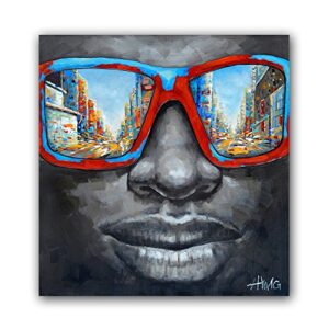 modern black art african american canvas wall art pop star canvas painting (24 x 24 inch, a framed)