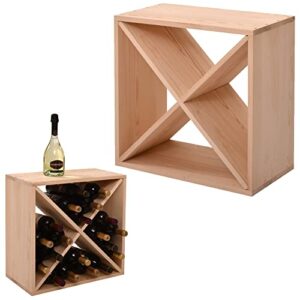 JAXPETY 24 Bottle Wine Rack Holder Compact Cellar Cube Bar Storage Kitchen Decor Wood Display Home,Natural