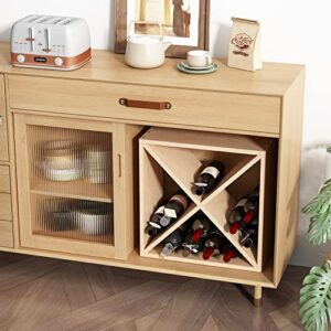 JAXPETY 24 Bottle Wine Rack Holder Compact Cellar Cube Bar Storage Kitchen Decor Wood Display Home,Natural