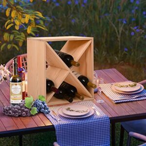 JAXPETY 24 Bottle Wine Rack Holder Compact Cellar Cube Bar Storage Kitchen Decor Wood Display Home,Natural