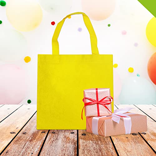 Small Tote Bags for Kids - 12 Pack 8x8 Inch Small Fabric Gift Bags with Handles, Multi Color Cloth Fabric Reusable Totes Bulk, Neon Party Favor bags for Kids Birthdays Parties, Gifts, Goodies, Treats, Candy