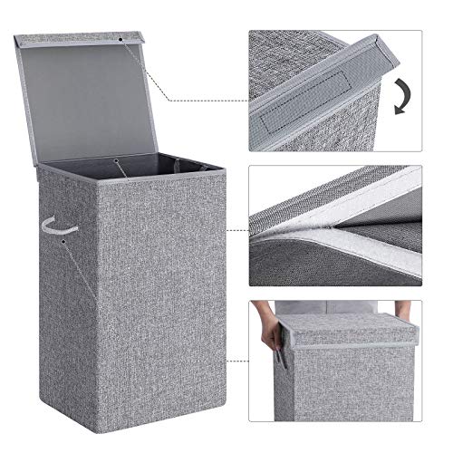 SONGMICS Sturdy Laundry Hamper with Lid & Removable Fabric Bag, 85L Large Clothes Hamper, Laundry Basket with Handles for Closet, Laundry Room, Bedroom, Bathroom, Gray ULCB01G