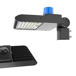 adiding 150w led parking lot lights 19500lm led dusk to dawn outdoor lighting-600w hid/hps equiv shoebox area street light ul dlc certified ip66 pole bright area light with photocell sensor