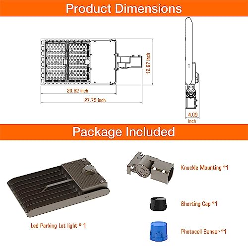 Adiding 150W LED Parking Lot Lights 19500LM LED Dusk to Dawn Outdoor Lighting-600W HID/HPS Equiv Shoebox Area Street Light UL DLC Certified IP66 Pole Bright Area Light with Photocell Sensor