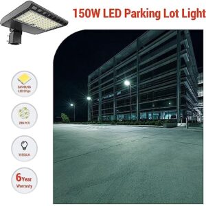 Adiding 150W LED Parking Lot Lights 19500LM LED Dusk to Dawn Outdoor Lighting-600W HID/HPS Equiv Shoebox Area Street Light UL DLC Certified IP66 Pole Bright Area Light with Photocell Sensor