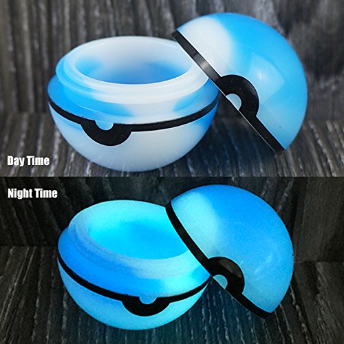 Glow in Dark Pokeball Wax Oil Silicone Jar Nonstick Herb Stash Container for Storage Sticky Concentrations,Pill,Lip Balm (Glowing Pokeball)