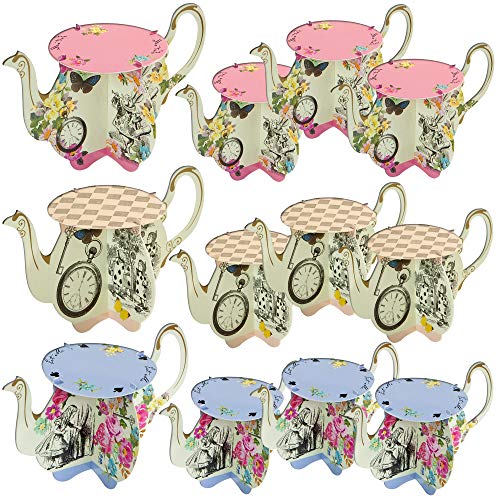 Talking Tables Truly Alice Teapot Cupcake Stands for a Tea Party, Multicolor (12 Pack)