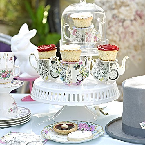 Talking Tables Truly Alice Teapot Cupcake Stands for a Tea Party, Multicolor (12 Pack)