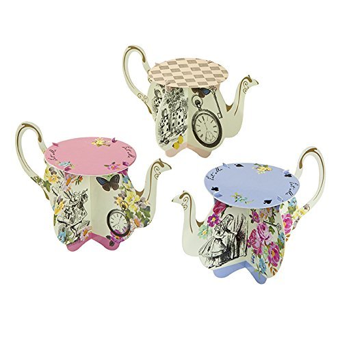 Talking Tables Truly Alice Teapot Cupcake Stands for a Tea Party, Multicolor (12 Pack)