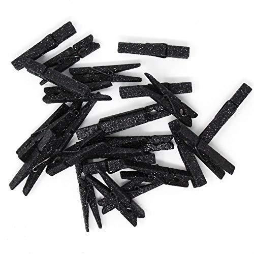 Just Artifacts 2-inch Glitter Craft Wood Clothespins/Peg Pins (48pc, Black Glitter)