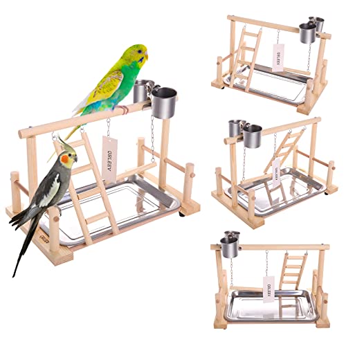 QBLEEV Bird's Stand Playground Climb Wooden Perches (Bird Stand(14.4" L * 9" W *9.7" H))