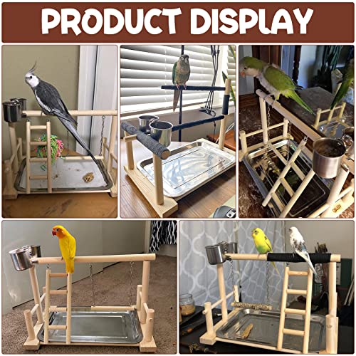 QBLEEV Bird's Stand Playground Climb Wooden Perches (Bird Stand(14.4" L * 9" W *9.7" H))