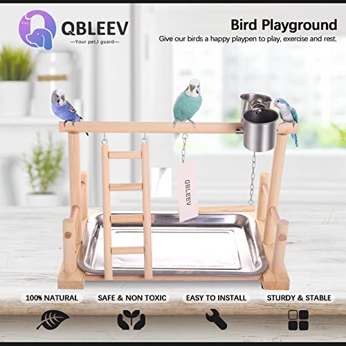 QBLEEV Bird's Stand Playground Climb Wooden Perches (Bird Stand(14.4" L * 9" W *9.7" H))