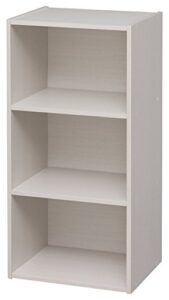 iris usa 3-tier modular open cubby storage shelf, sturdy storage bookshelf cabinet for living room bedroom guest room office dorm room kids room and bathroom, white