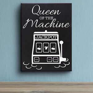 JennyGems Casino Lover Gift, Queen Of the Machine Wooden Sign, Slot Machine Sign, Shelf Decor and Wall Hanging, Made in USA