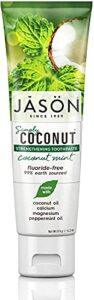 jason simply coconut strengthening fluoride-free toothpaste, coconut mint, 4.2 oz