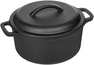 amazon basics pre-seasoned cast iron round dutch oven with dual handles, 2-quart, black