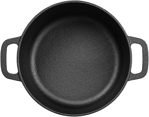 Amazon Basics Pre-Seasoned Cast Iron Round Dutch Oven with Dual Handles, 2-Quart, Black