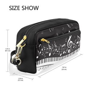 ALAZA Black Music Note Piano PU Leather Pen Pencil Case Pouch Case Makeup Cosmetic Travel School Bag