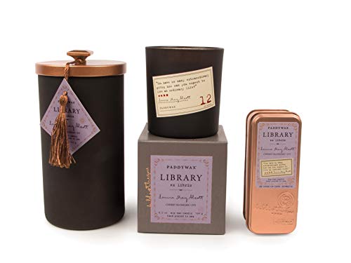 Paddywax Candles TRL12 Library Collection Louisa May Alcott 2-Wick Scented Travel Tin Candle, 3.5-Ounce, Cherry Blossoms & Ivy