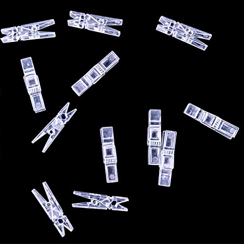 BronaGrand 50pcs Small Clear Plastic Utility Paper Clip, Clothespins Clip, Clothes Line Clips,Photo Clips 3.5x0.7x1cm