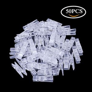 BronaGrand 50pcs Small Clear Plastic Utility Paper Clip, Clothespins Clip, Clothes Line Clips,Photo Clips 3.5x0.7x1cm