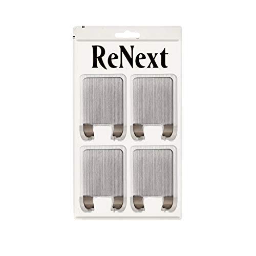 ReNext Razor Holder Plug Holder Hook with Self Adhesive - Brushed Stainless Steel (4 Pack)