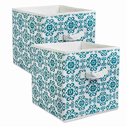 DII Non Woven Polyester Storage Bin, Scroll, Teal, Large